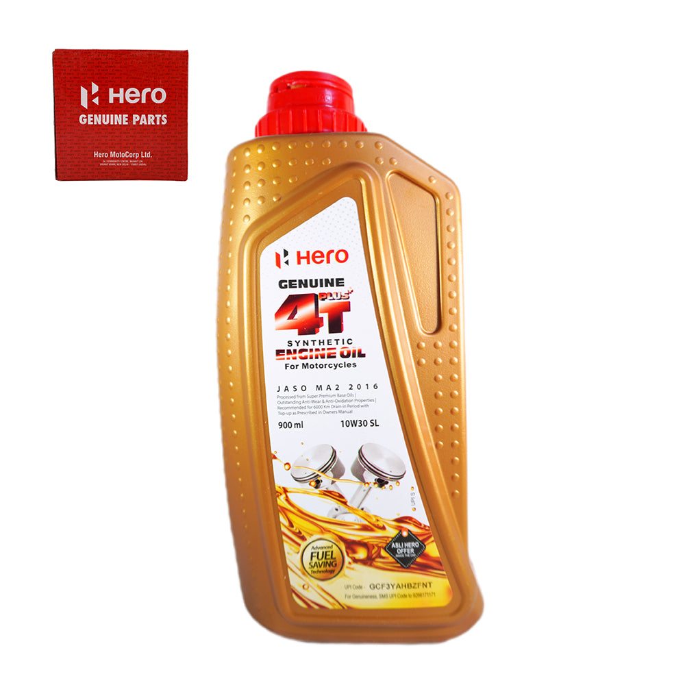 Hero Genuine 4T Plus Synthetic Engine Oil 10W30 SL 900ml – Bikecare360 ...